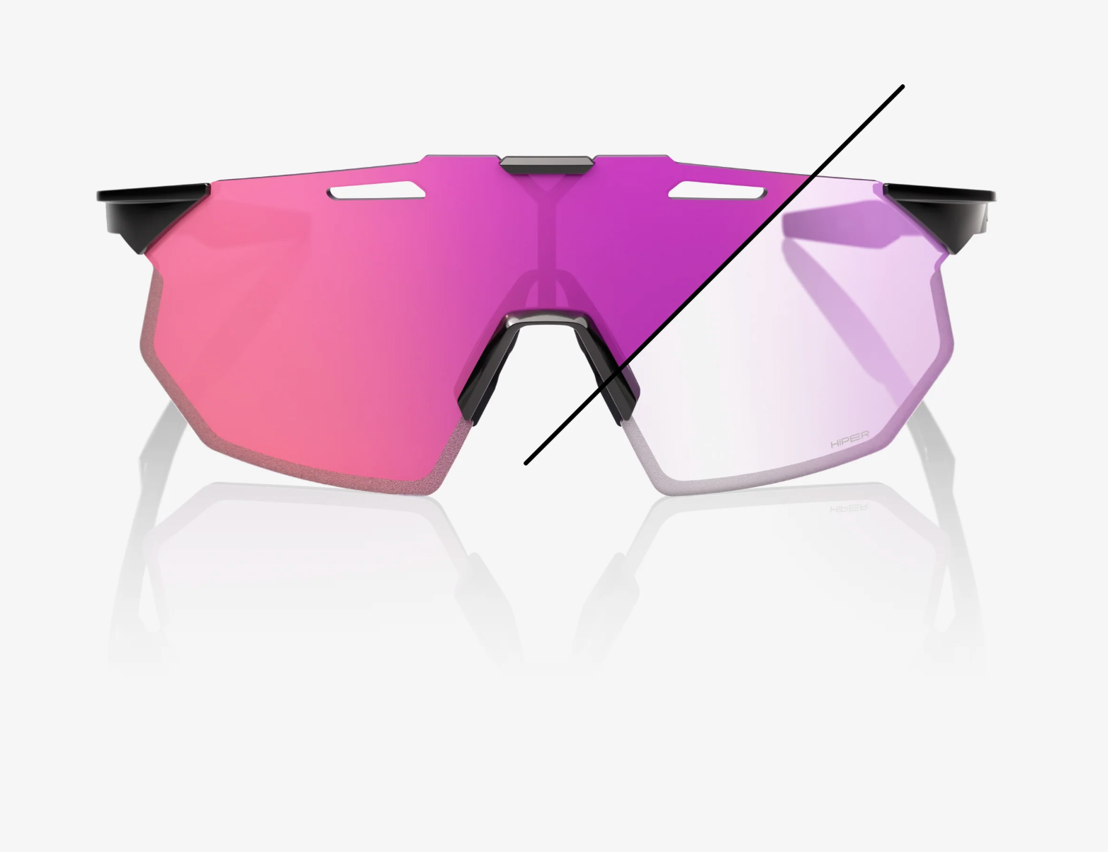 100% Hypercraft SQ Gloss Black Sunglasses | Purple Mirror Photochromic — LafoBikes